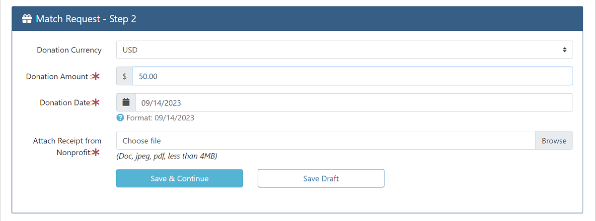 Requesting a Match for an Offline Donation